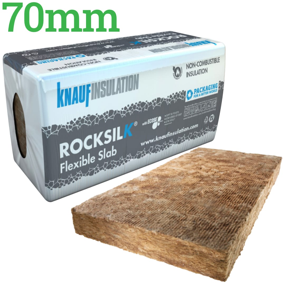 70mm Knauf Rocksilk Flexible Insulation Slab Multi-purpose ( Pack of 8 ...