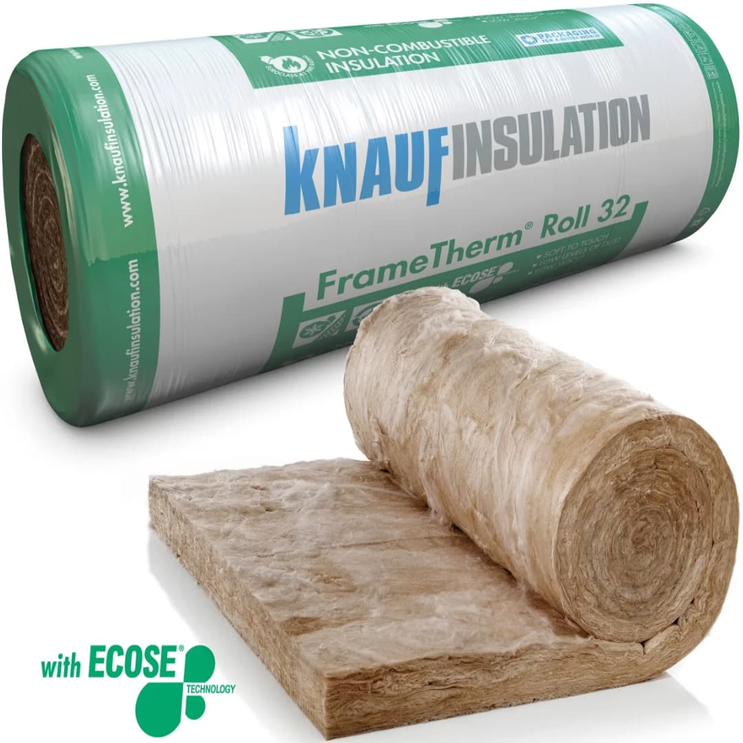 90mm Knauf FrameTherm Roll 32 - Glass Mineral Wool ( Split 2 x 570mm ...